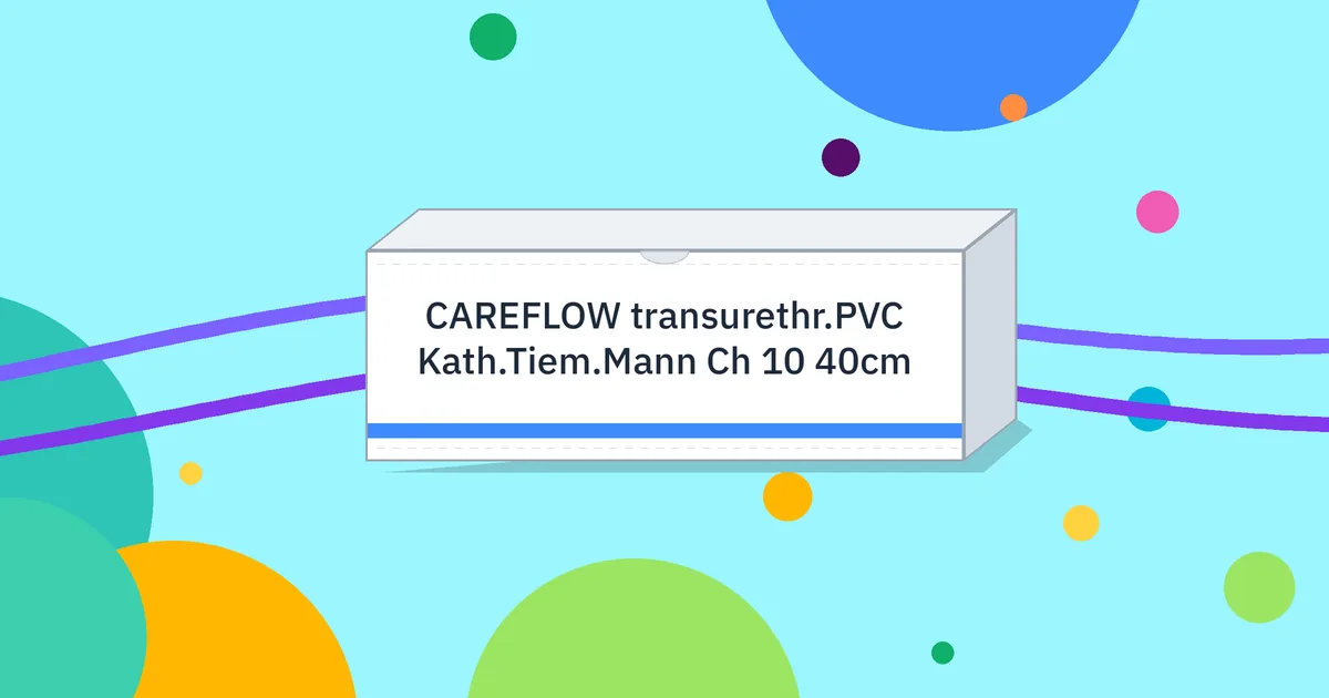 Symbolbild: Packung mit der Aufschrift CAREFLOW transurethr.PVC Kath.Tiem.Mann Ch 10 40cm (PZN 18321118) – Verfügbarkeit und Bezug in Apotheken in Frankfurt am Main