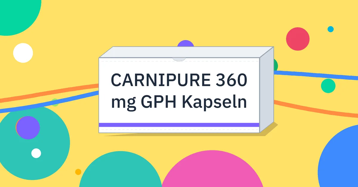 Symbolbild: Packung mit der Aufschrift CARNIPURE 360 mg GPH Kapseln (PZN 09115590) – Verfügbarkeit und Bezug in Apotheken in Frankfurt am Main
