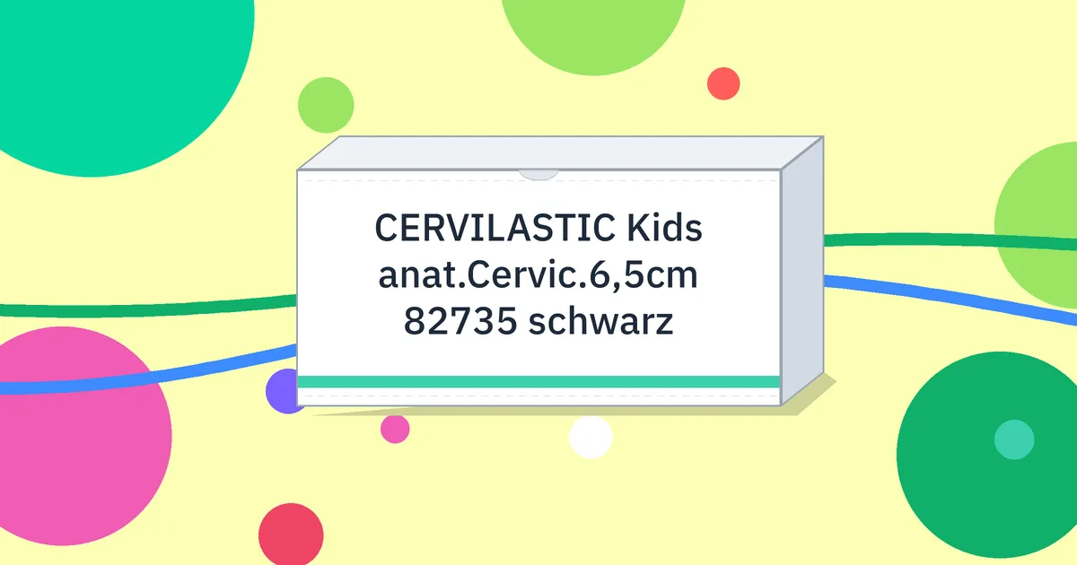 Symbolbild: Packung mit der Aufschrift CERVILASTIC Kids anat.Cervic.6,5cm 82735 schwarz (PZN 20331325) – Verfügbarkeit und Bezug in Apotheken in Frankfurt am Main