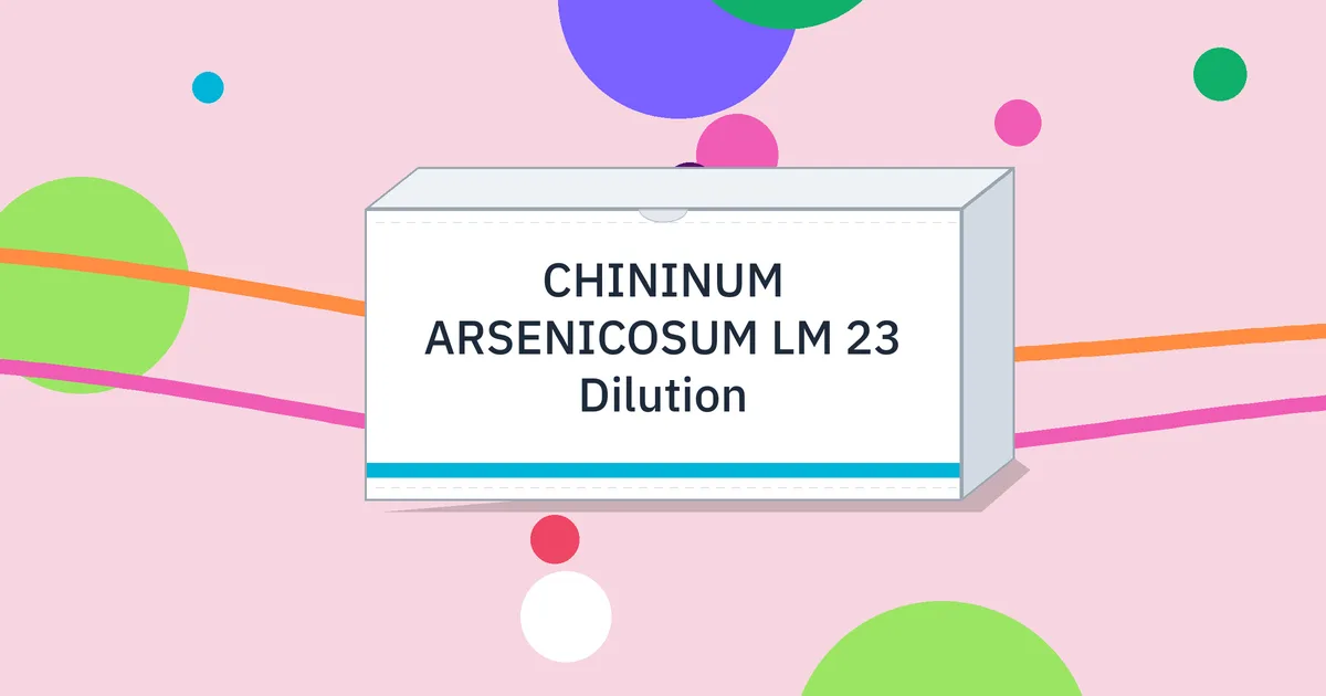 Symbolbild: Packung mit der Aufschrift CHININUM ARSENICOSUM LM 23 Dilution (PZN 12814819) – Verfügbarkeit und Bezug in Apotheken in Frankfurt am Main