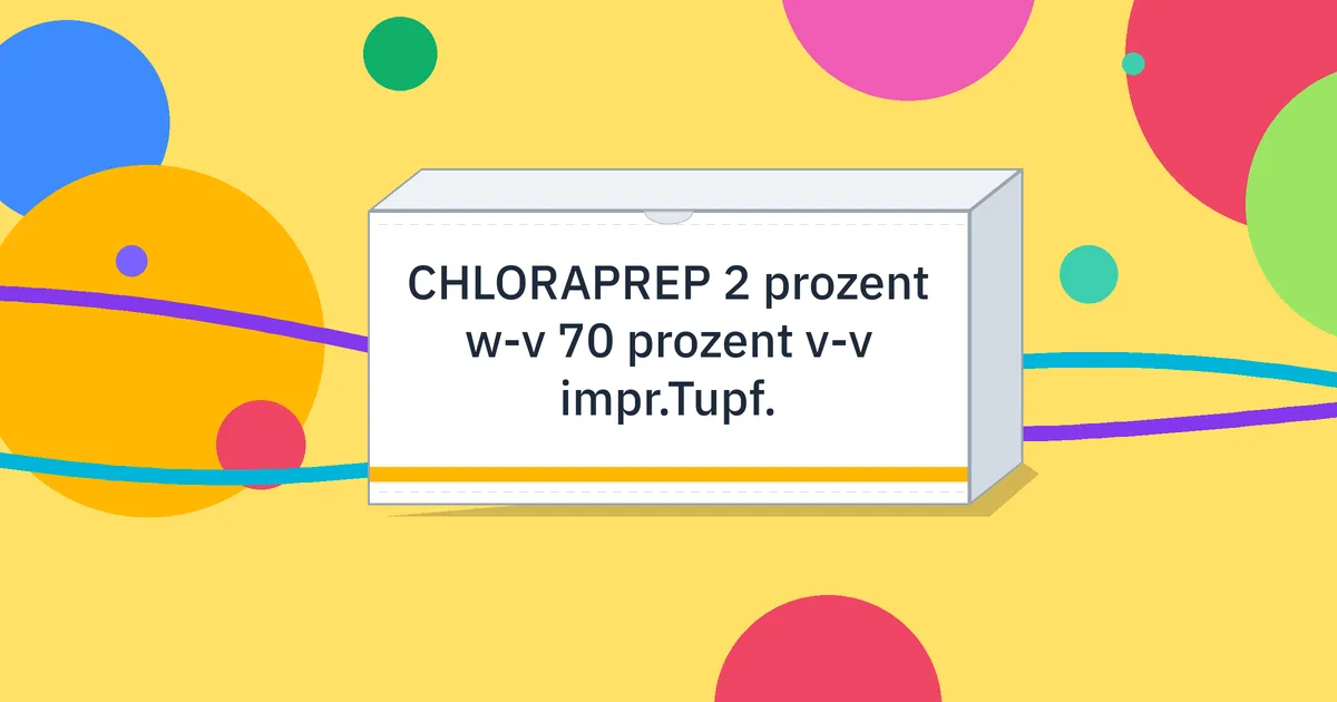 Symbolbild: Packung mit der Aufschrift CHLORAPREP 2 prozent w-v 70 prozent v-v impr.Tupf. (PZN 18908065) – Verfügbarkeit und Bezug in Apotheken in Frankfurt am Main