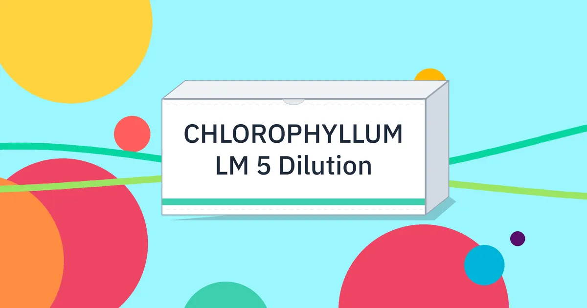 Symbolbild: Packung mit der Aufschrift CHLOROPHYLLUM LM 5 Dilution (PZN 13444939) – Verfügbarkeit und Bezug in Apotheken in Frankfurt am Main