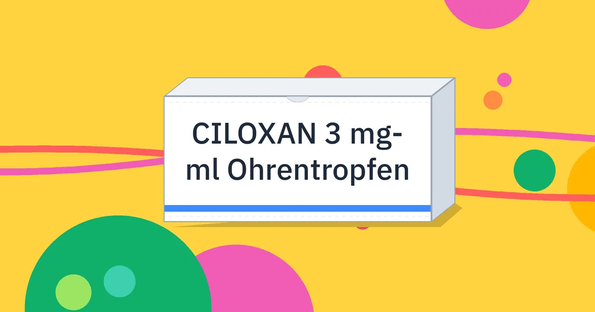Symbolbild: Packung mit der Aufschrift CILOXAN 3 mg-ml Ohrentropfen (PZN 02483161) – Verfügbarkeit und Bezug in Apotheken in Frankfurt am Main