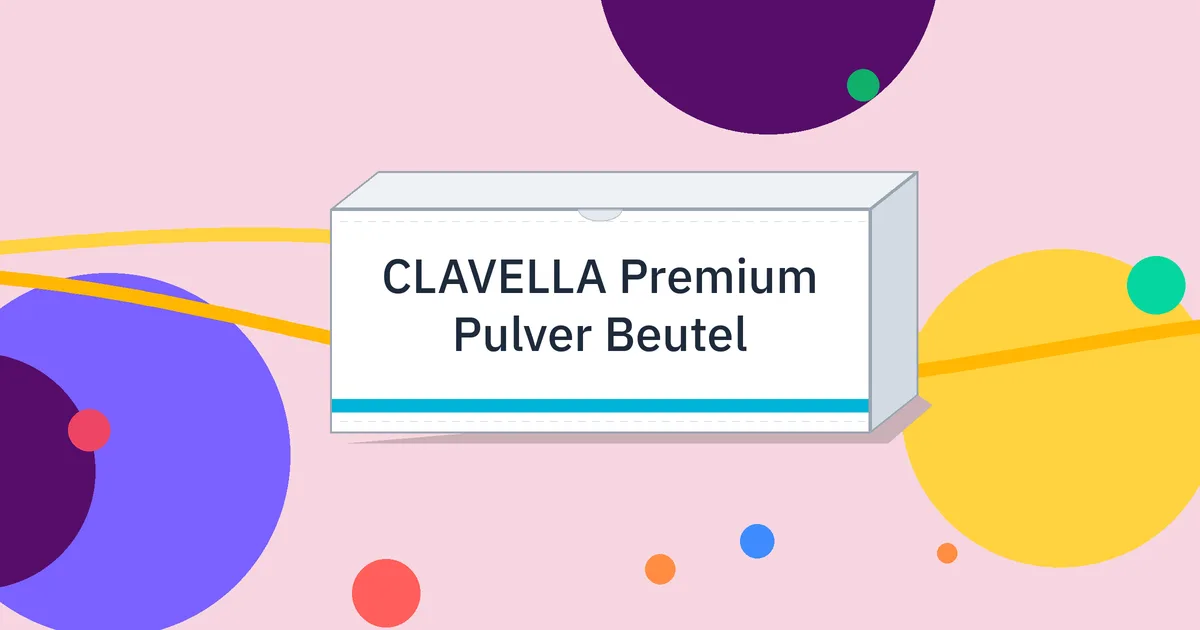 Symbolbild: Packung mit der Aufschrift CLAVELLA Premium Pulver Beutel (PZN 19169871) – Verfügbarkeit und Bezug in Apotheken in Frankfurt am Main