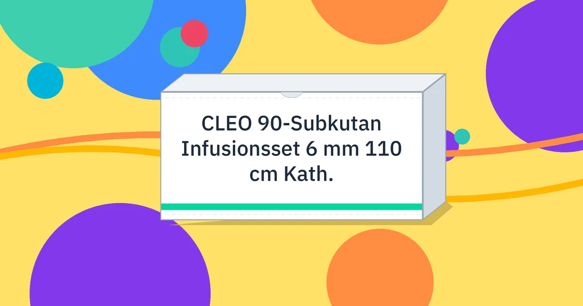 Symbolbild: Packung mit der Aufschrift CLEO 90-Subkutan Infusionsset 6 mm 110 cm Kath. (PZN 11018859) – Verfügbarkeit und Bezug in Apotheken in Frankfurt am Main