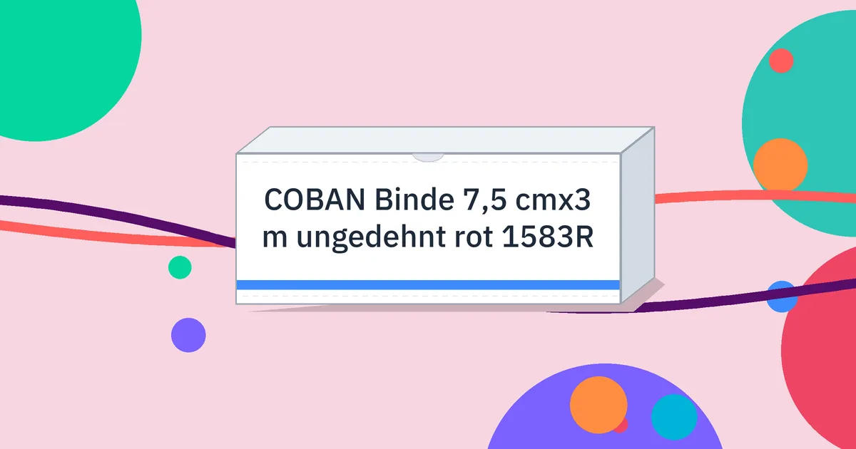 Symbolbild: Packung mit der Aufschrift COBAN Binde 7,5 cmx3 m ungedehnt rot 1583R (PZN 08516743) – Verfügbarkeit und Bezug in Apotheken in Frankfurt am Main