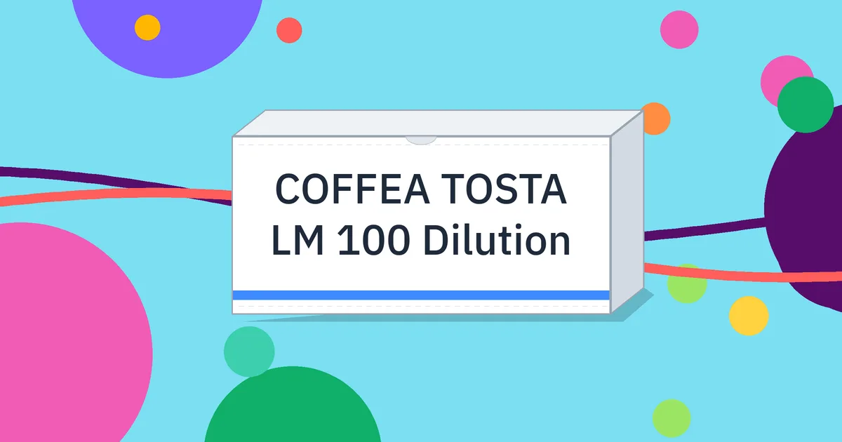 Symbolbild: Packung mit der Aufschrift COFFEA TOSTA LM 100 Dilution (PZN 12831597) – Verfügbarkeit und Bezug in Apotheken in Frankfurt am Main