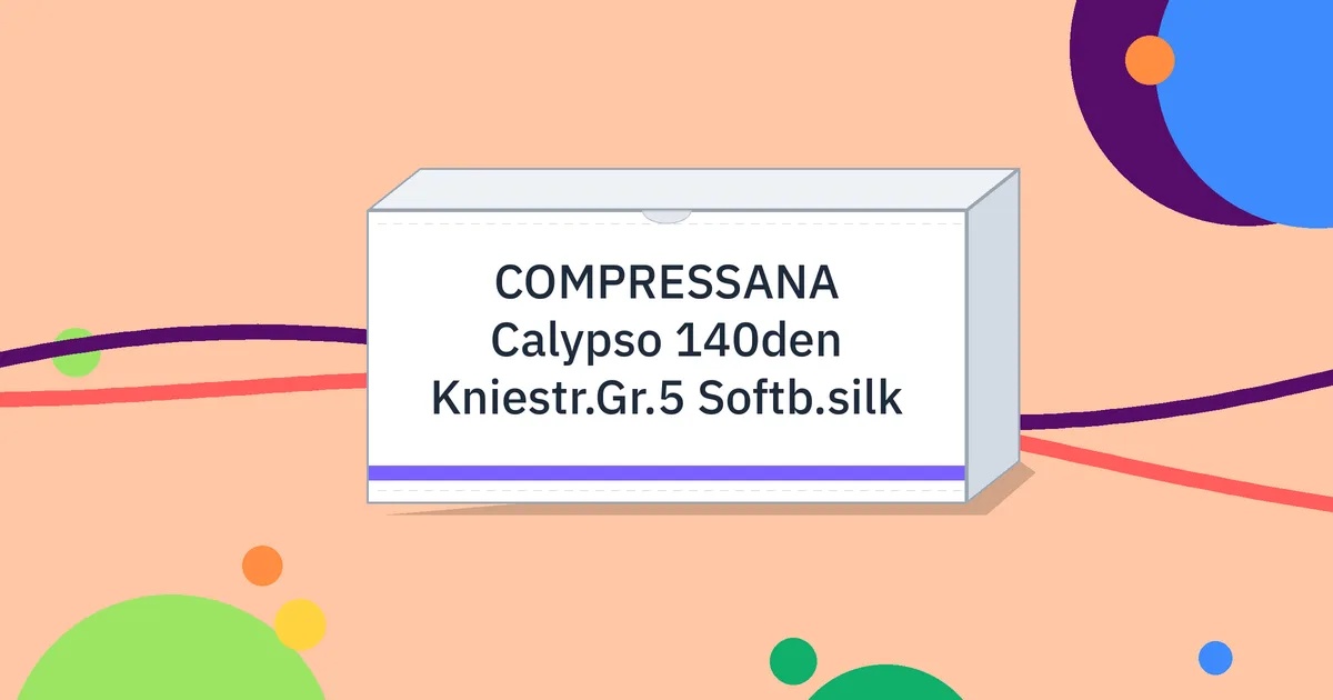 Symbolbild: Packung mit der Aufschrift COMPRESSANA Calypso 140den Kniestr.Gr.5 Softb.silk (PZN 09076565) – Verfügbarkeit und Bezug in Apotheken in Frankfurt am Main