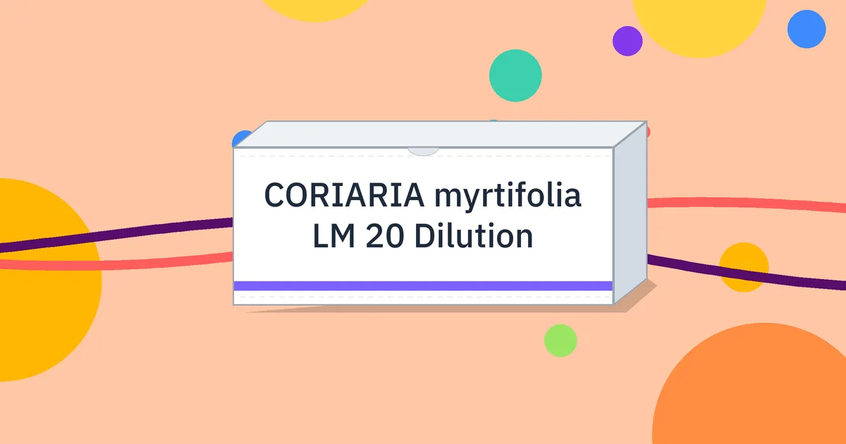 Symbolbild: Packung mit der Aufschrift CORIARIA myrtifolia LM 20 Dilution (PZN 13451773) – Verfügbarkeit und Bezug in Apotheken in Frankfurt am Main