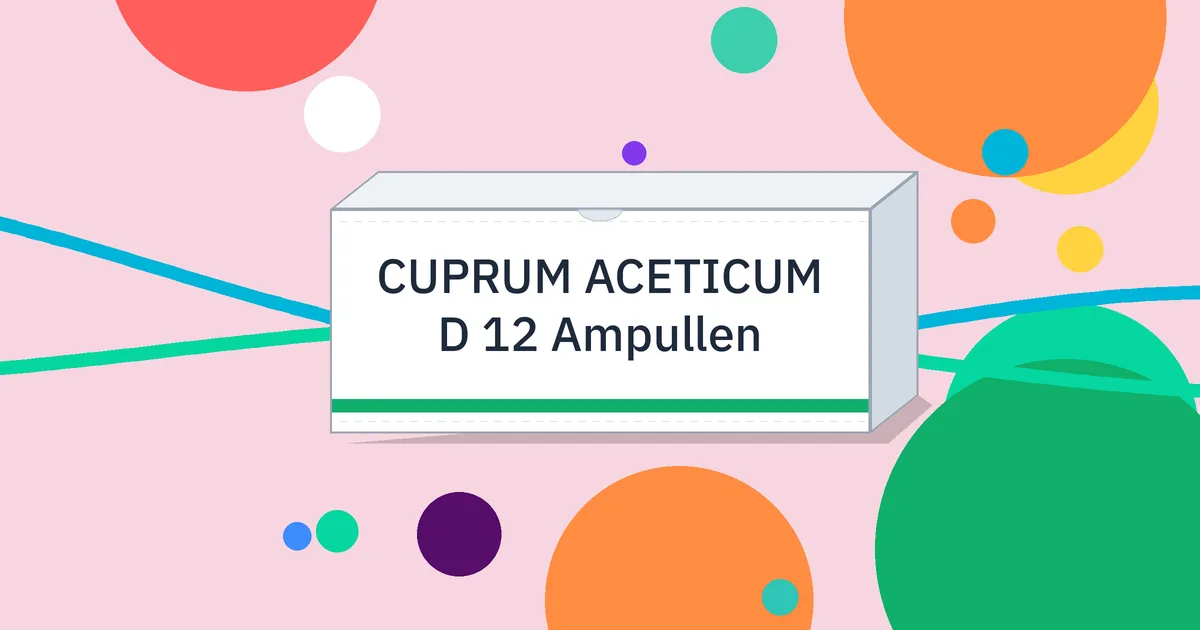 Symbolbild: Packung mit der Aufschrift CUPRUM ACETICUM D 12 Ampullen (PZN 11705519) – Verfügbarkeit und Bezug in Apotheken in Frankfurt am Main
