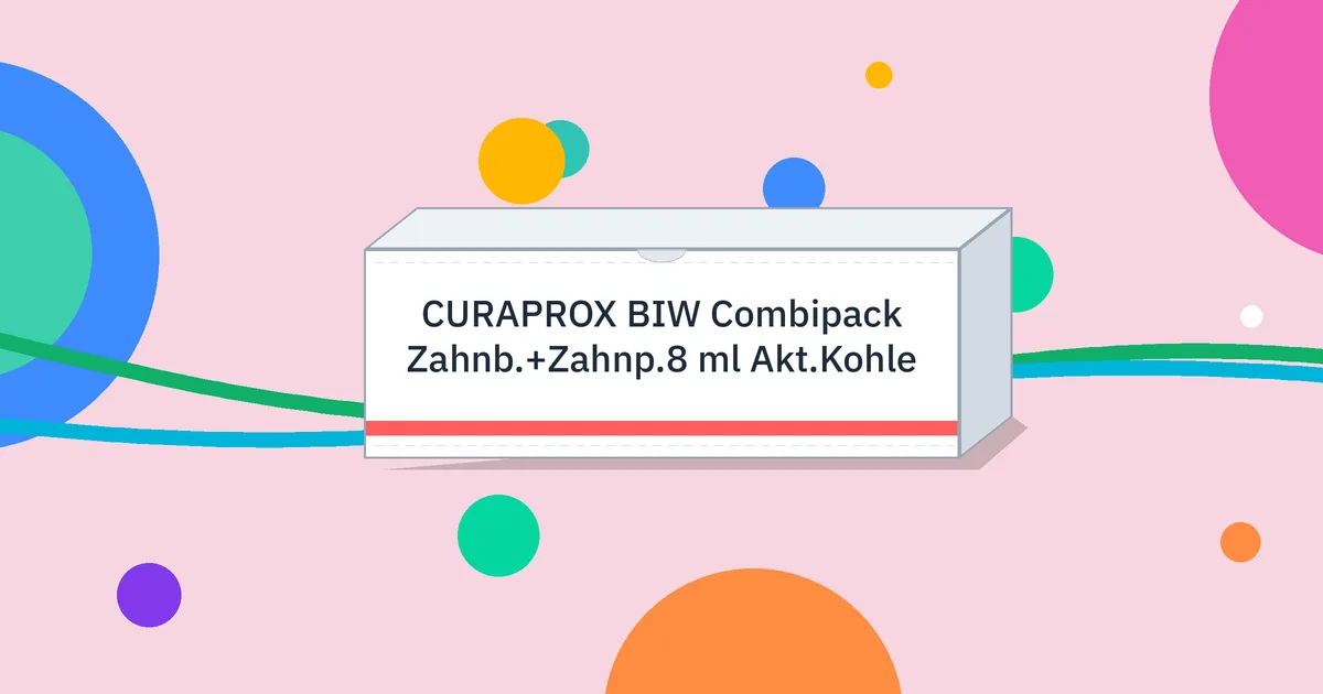 Symbolbild: Packung mit der Aufschrift CURAPROX BIW Combipack Zahnb.+Zahnp.8 ml Akt.Kohle (PZN 13427697) – Verfügbarkeit und Bezug in Apotheken in Frankfurt am Main