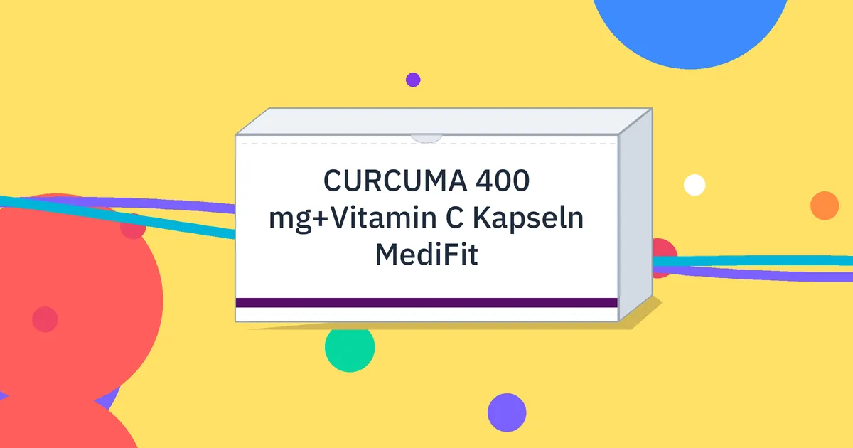 Symbolbild: Packung mit der Aufschrift CURCUMA 400 mg+Vitamin C Kapseln MediFit (PZN 11668356) – Verfügbarkeit und Bezug in Apotheken in Frankfurt am Main