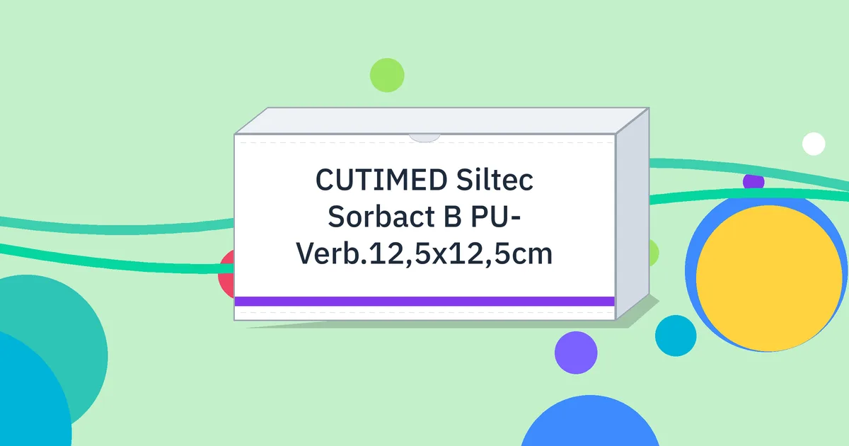Symbolbild: Packung mit der Aufschrift CUTIMED Siltec Sorbact B PU-Verb.12,5x12,5cm (PZN 07342689) – Verfügbarkeit und Bezug in Apotheken in Frankfurt am Main