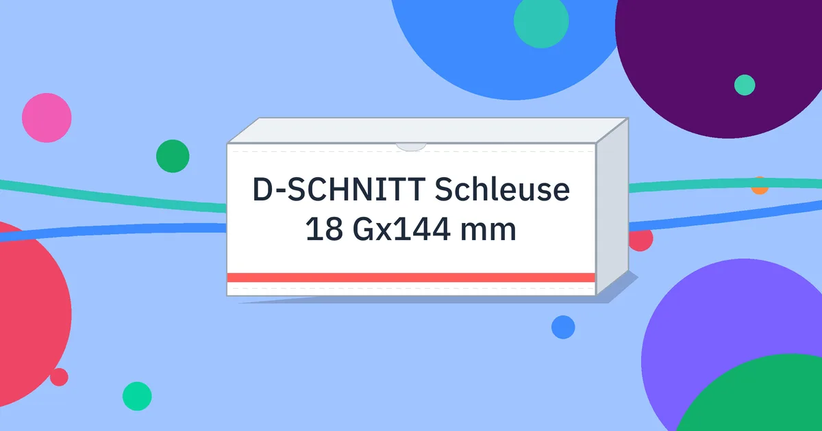 Symbolbild: Packung mit der Aufschrift D-SCHNITT Schleuse 18 Gx144 mm (PZN 10357051) – Verfügbarkeit und Bezug in Apotheken in Frankfurt am Main
