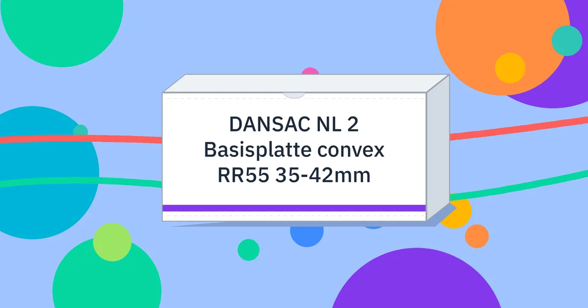Symbolbild: Packung mit der Aufschrift DANSAC NL 2 Basisplatte convex RR55 35-42mm (PZN 09427786) – Verfügbarkeit und Bezug in Apotheken in Frankfurt am Main