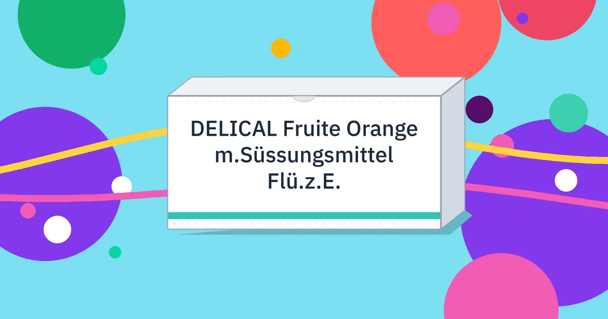 Symbolbild: Packung mit der Aufschrift DELICAL Fruite Orange m.Süssungsmittel Flü.z.E. (PZN 16611094) – Verfügbarkeit und Bezug in Apotheken in Frankfurt am Main