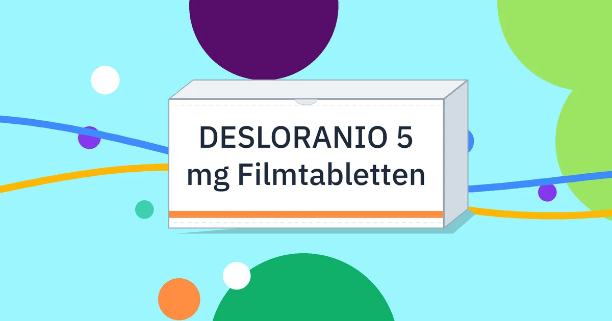 Symbolbild: Packung mit der Aufschrift DESLORANIO 5 mg Filmtabletten (PZN 17627275) – Verfügbarkeit und Bezug in Apotheken in Frankfurt am Main