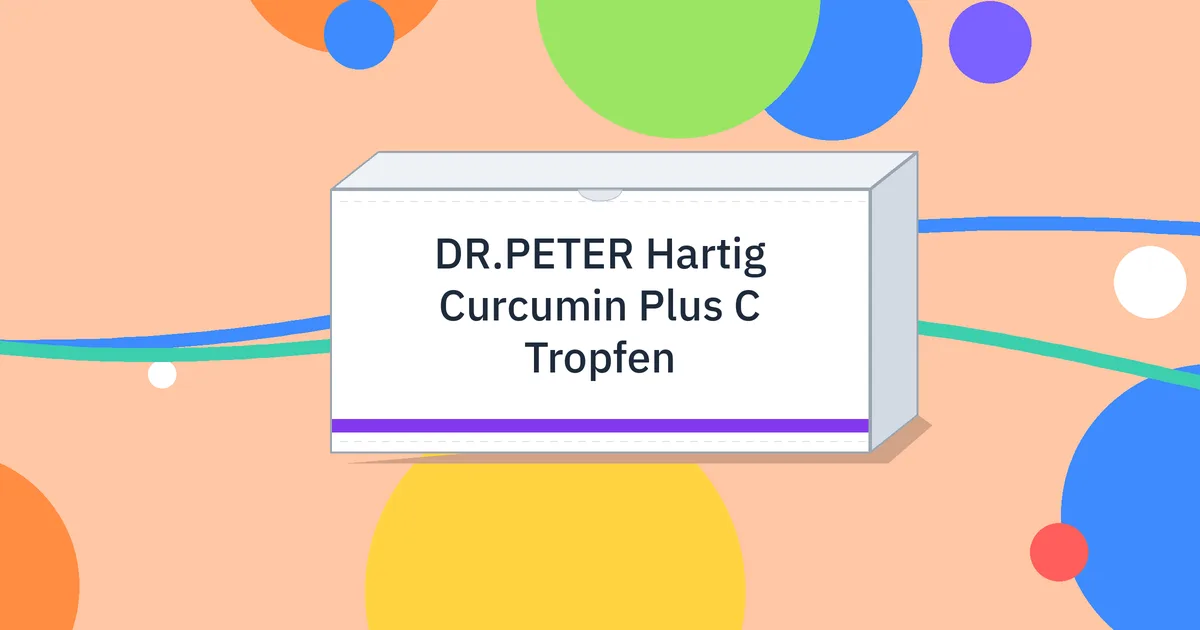 Symbolbild: Packung mit der Aufschrift DR.PETER Hartig Curcumin Plus C Tropfen (PZN 19126620) – Verfügbarkeit und Bezug in Apotheken in Frankfurt am Main