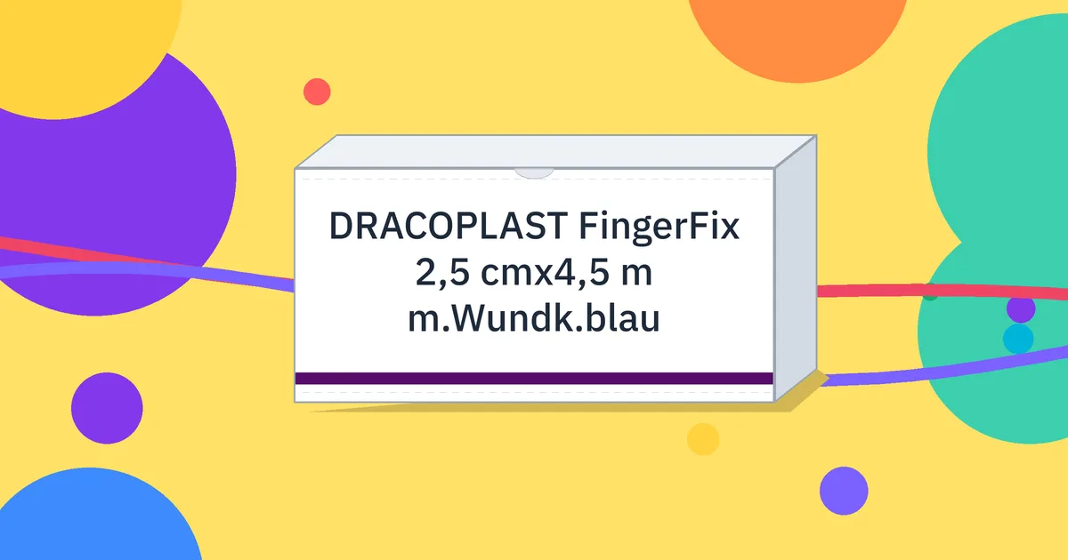 Symbolbild: Packung mit der Aufschrift DRACOPLAST FingerFix 2,5 cmx4,5 m m.Wundk.blau (PZN 14296547) – Verfügbarkeit und Bezug in Apotheken in Frankfurt am Main