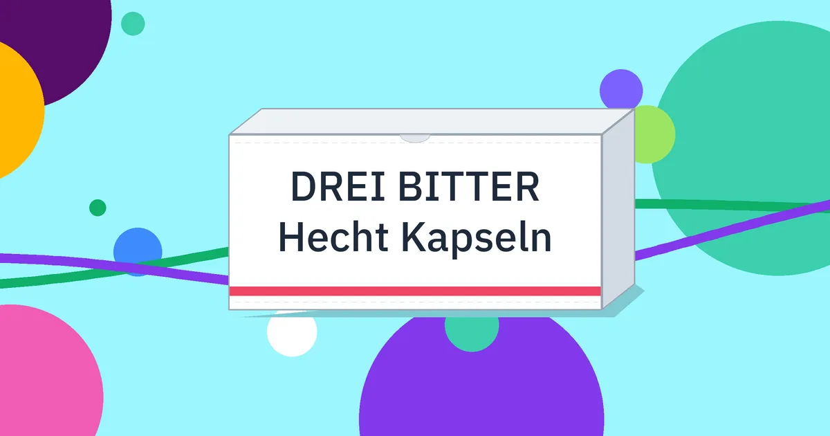 Symbolbild: Packung mit der Aufschrift DREI BITTER Hecht Kapseln (PZN 09007015) – Verfügbarkeit und Bezug in Apotheken in Frankfurt am Main