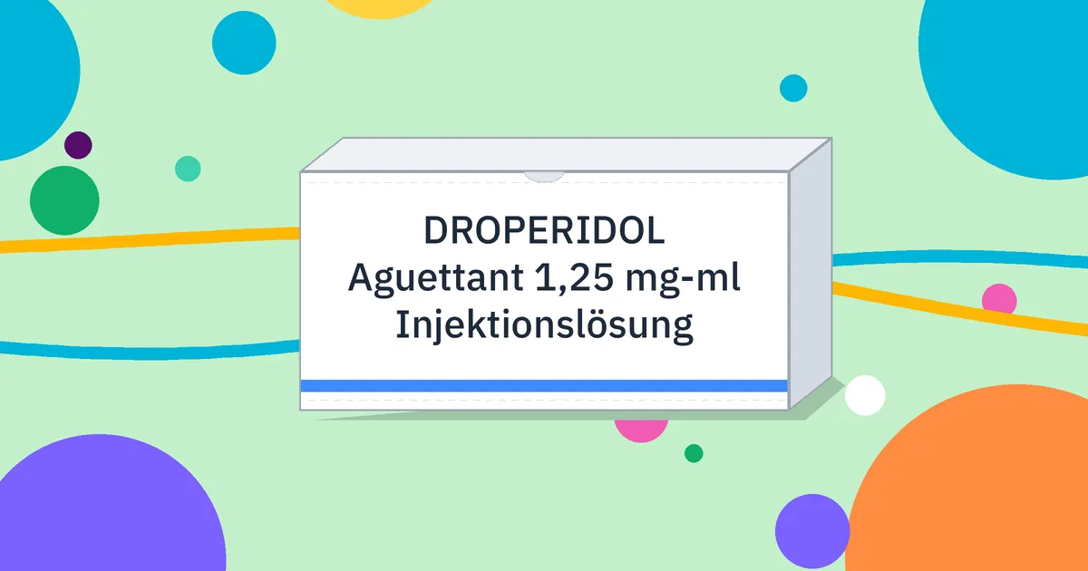 Symbolbild: Packung mit der Aufschrift DROPERIDOL Aguettant 1,25 mg-ml Injektionslösung (PZN 20105155) – Verfügbarkeit und Bezug in Apotheken in Frankfurt am Main