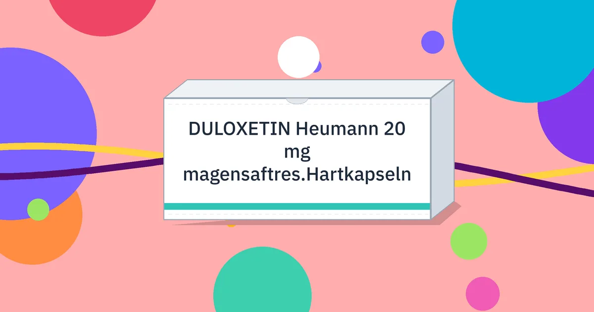 Symbolbild: Packung mit der Aufschrift DULOXETIN Heumann 20 mg magensaftres.Hartkapseln (PZN 10785611) – Verfügbarkeit und Bezug in Apotheken in Frankfurt am Main