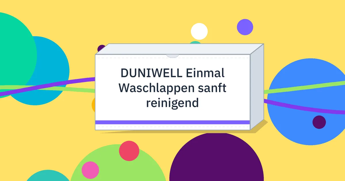 Symbolbild: Packung mit der Aufschrift DUNIWELL Einmal Waschlappen sanft reinigend (PZN 05136224) – Verfügbarkeit und Bezug in Apotheken in Frankfurt am Main