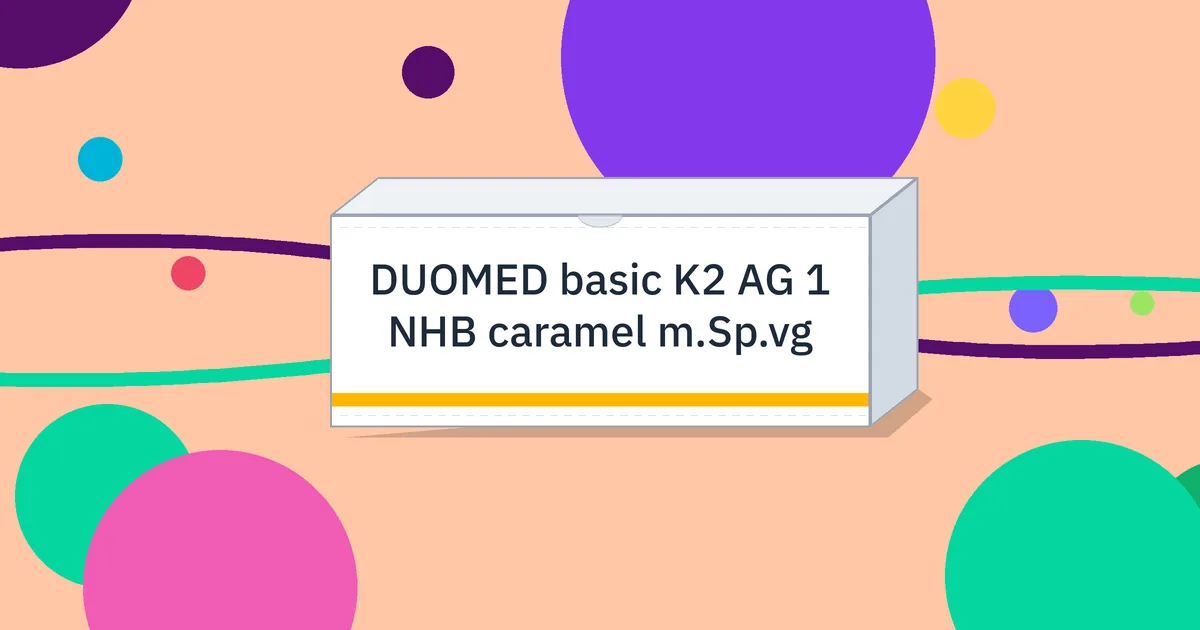 Symbolbild: Packung mit der Aufschrift DUOMED basic K2 AG 1 NHB caramel m.Sp.vg (PZN 20908701) – Verfügbarkeit und Bezug in Apotheken in Frankfurt am Main