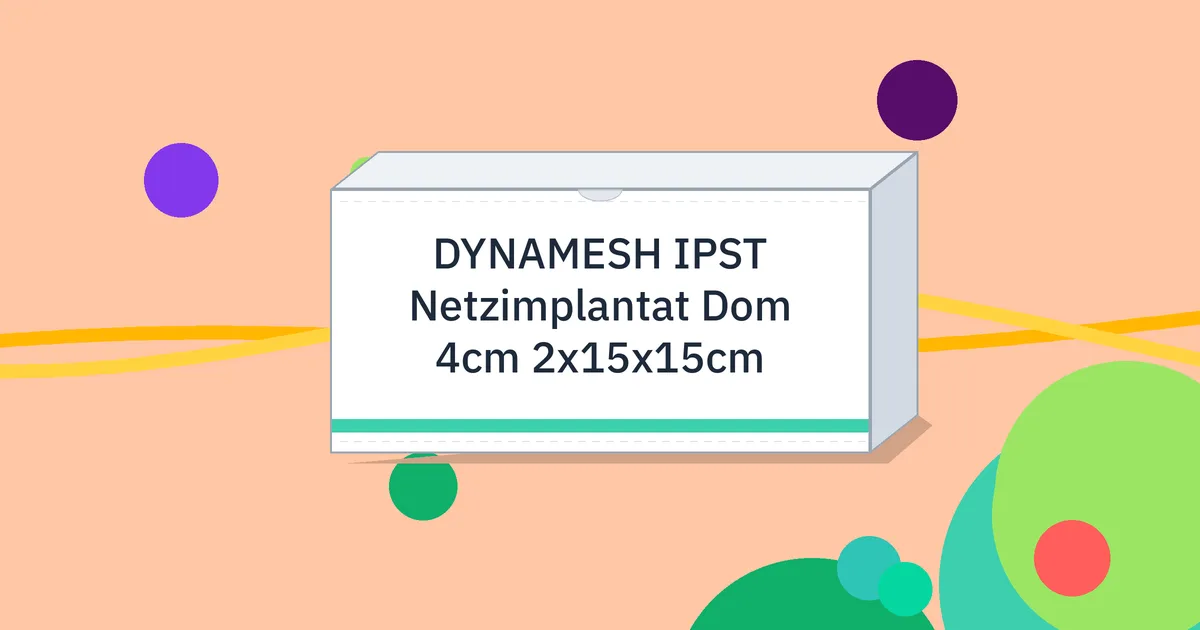 Symbolbild: Packung mit der Aufschrift DYNAMESH IPST Netzimplantat Dom 4cm 2x15x15cm (PZN 09253547) – Verfügbarkeit und Bezug in Apotheken in Frankfurt am Main