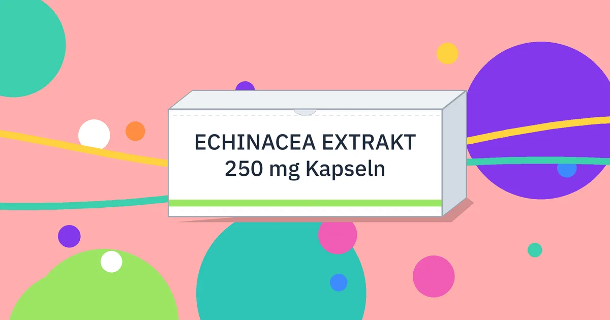 Symbolbild: Packung mit der Aufschrift ECHINACEA EXTRAKT 250 mg Kapseln (PZN 19967880) – Verfügbarkeit und Bezug in Apotheken in Frankfurt am Main