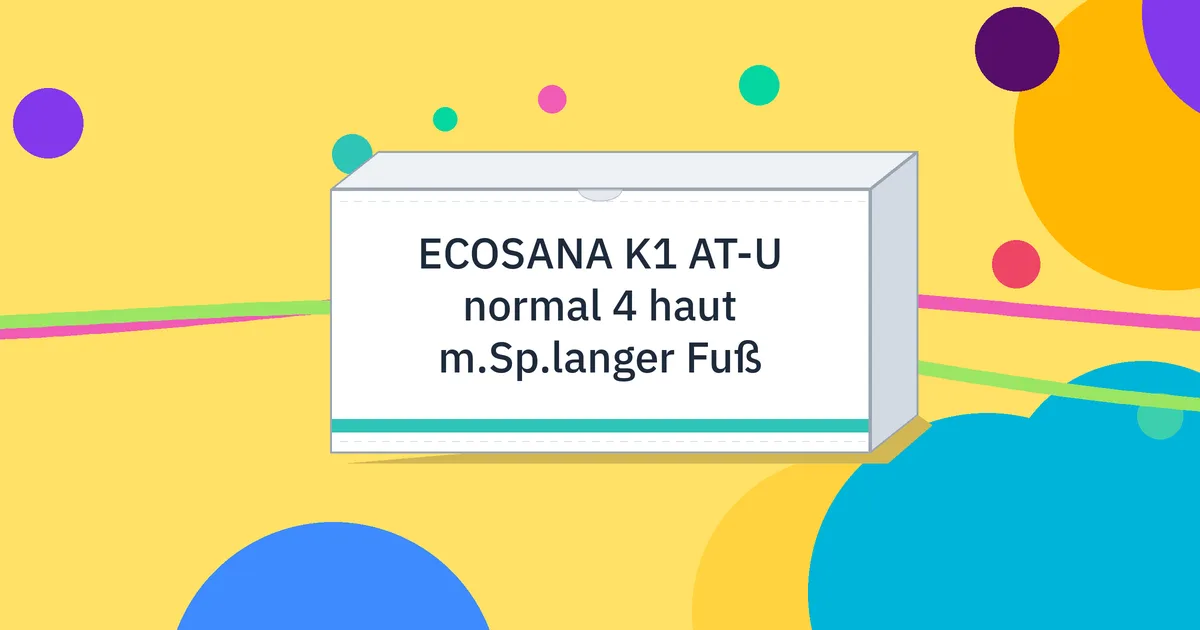 Symbolbild: Packung mit der Aufschrift ECOSANA K1 AT-U normal 4 haut m.Sp.langer Fuß (PZN 04734271) – Verfügbarkeit und Bezug in Apotheken in Frankfurt am Main