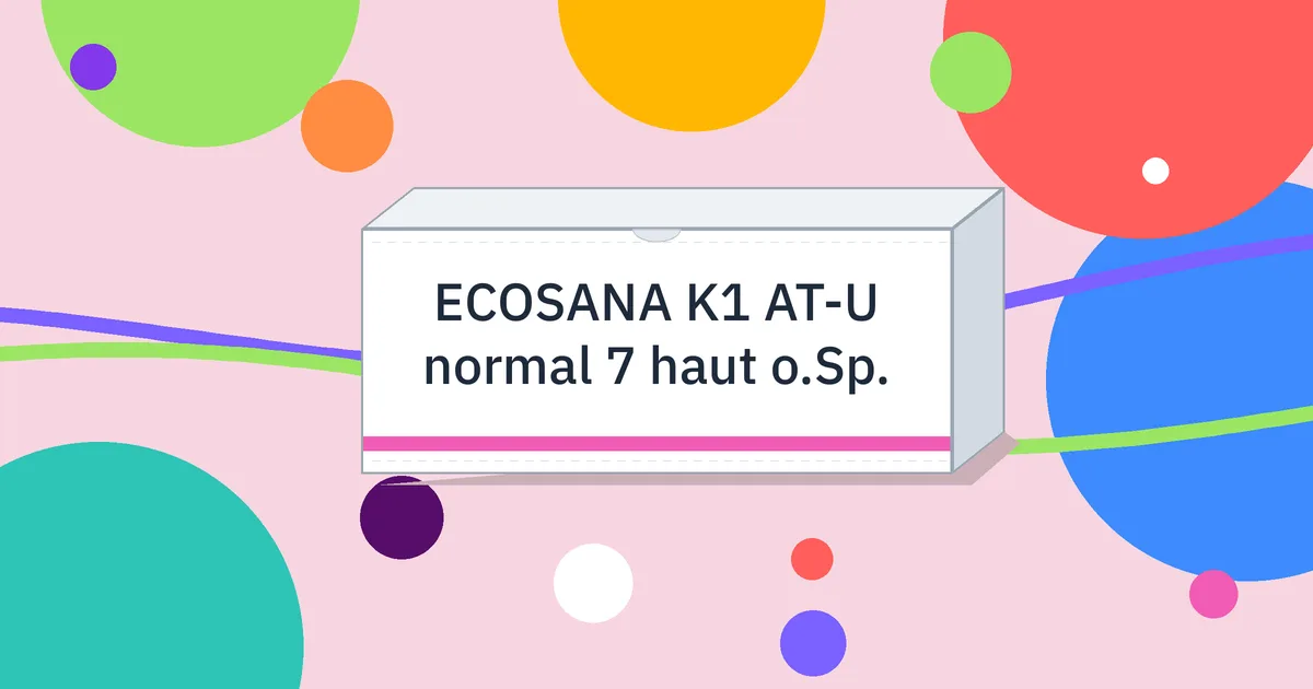 Symbolbild: Packung mit der Aufschrift ECOSANA K1 AT-U normal 7 haut o.Sp. (PZN 04735879) – Verfügbarkeit und Bezug in Apotheken in Frankfurt am Main