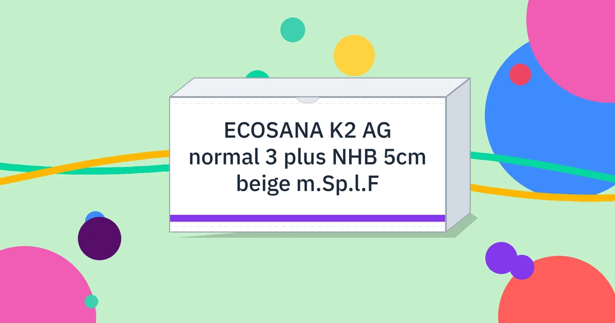 Symbolbild: Packung mit der Aufschrift ECOSANA K2 AG normal 3 plus NHB 5cm beige m.Sp.l.F (PZN 10957207) – Verfügbarkeit und Bezug in Apotheken in Frankfurt am Main
