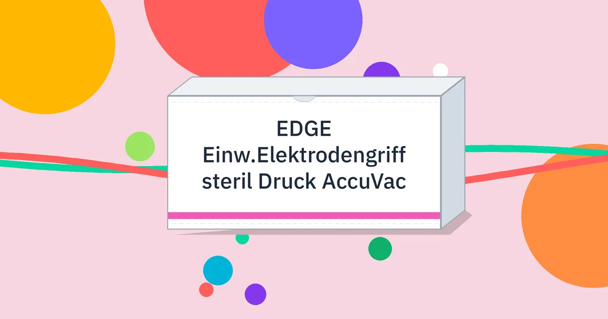 Symbolbild: Packung mit der Aufschrift EDGE Einw.Elektrodengriff steril Druck AccuVac (PZN 16051063) – Verfügbarkeit und Bezug in Apotheken in Frankfurt am Main