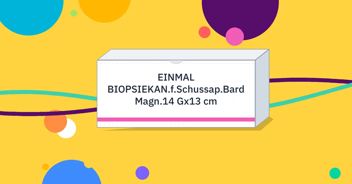 Symbolbild: Packung mit der Aufschrift EINMAL BIOPSIEKAN.f.Schussap.Bard Magn.14 Gx13 cm (PZN 00283788) – Verfügbarkeit und Bezug in Apotheken in Frankfurt am Main