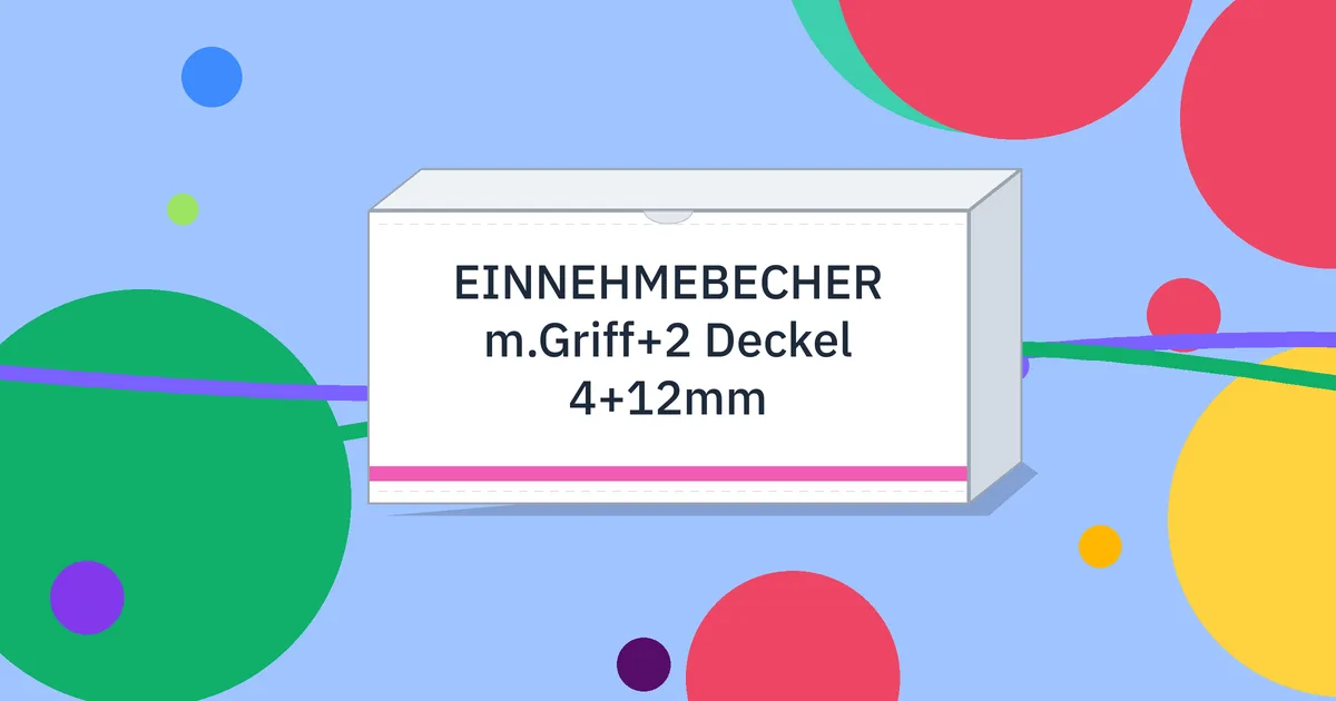Symbolbild: Packung mit der Aufschrift EINNEHMEBECHER m.Griff+2 Deckel 4+12mm (PZN 14372550) – Verfügbarkeit und Bezug in Apotheken in Frankfurt am Main