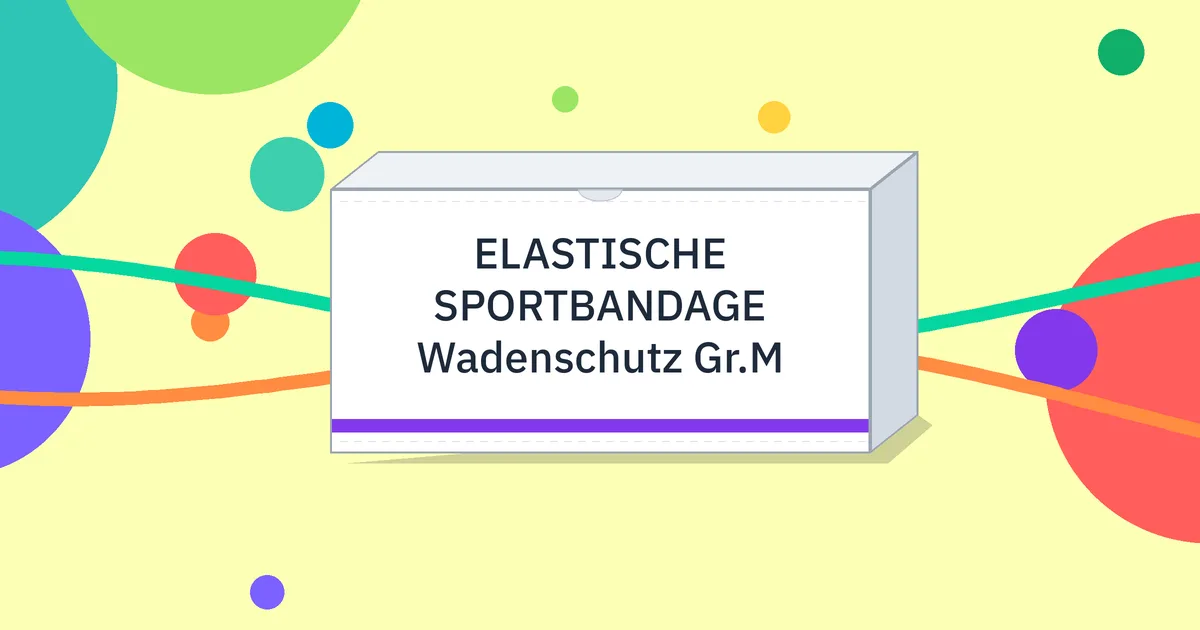 Symbolbild: Packung mit der Aufschrift ELASTISCHE SPORTBANDAGE Wadenschutz Gr.M (PZN 15249946) – Verfügbarkeit und Bezug in Apotheken in Frankfurt am Main