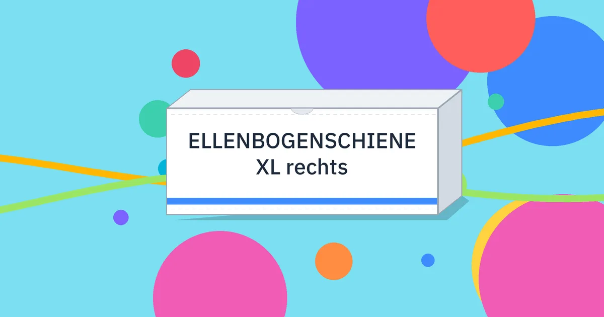 Symbolbild: Packung mit der Aufschrift ELLENBOGENSCHIENE XL rechts (PZN 04318785) – Verfügbarkeit und Bezug in Apotheken in Frankfurt am Main