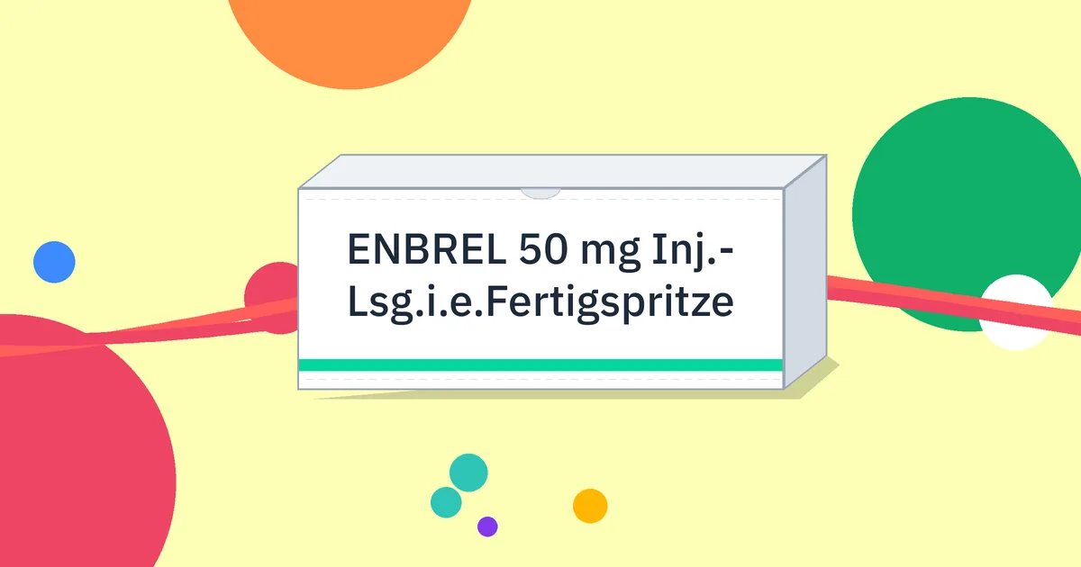 Symbolbild: Packung mit der Aufschrift ENBREL 50 mg Inj.-Lsg.i.e.Fertigspritze (PZN 06161916) – Verfügbarkeit und Bezug in Apotheken in Frankfurt am Main