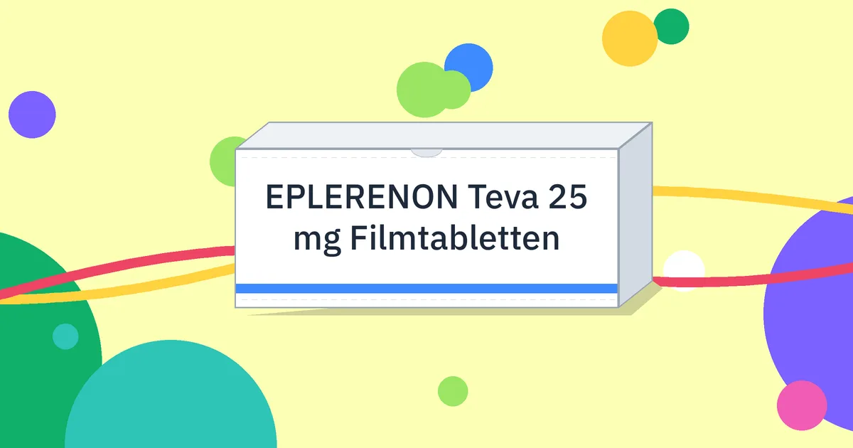 Symbolbild: Packung mit der Aufschrift EPLERENON Teva 25 mg Filmtabletten (PZN 18113503) – Verfügbarkeit und Bezug in Apotheken in Frankfurt am Main