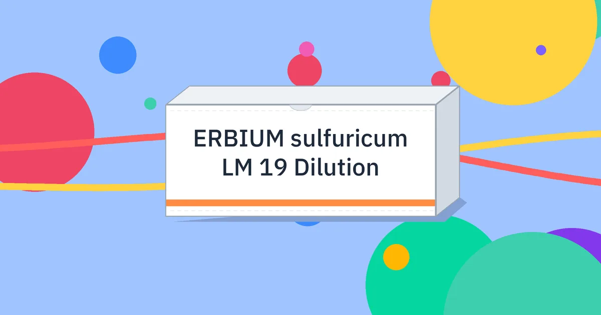 Symbolbild: Packung mit der Aufschrift ERBIUM sulfuricum LM 19 Dilution (PZN 13473970) – Verfügbarkeit und Bezug in Apotheken in Frankfurt am Main