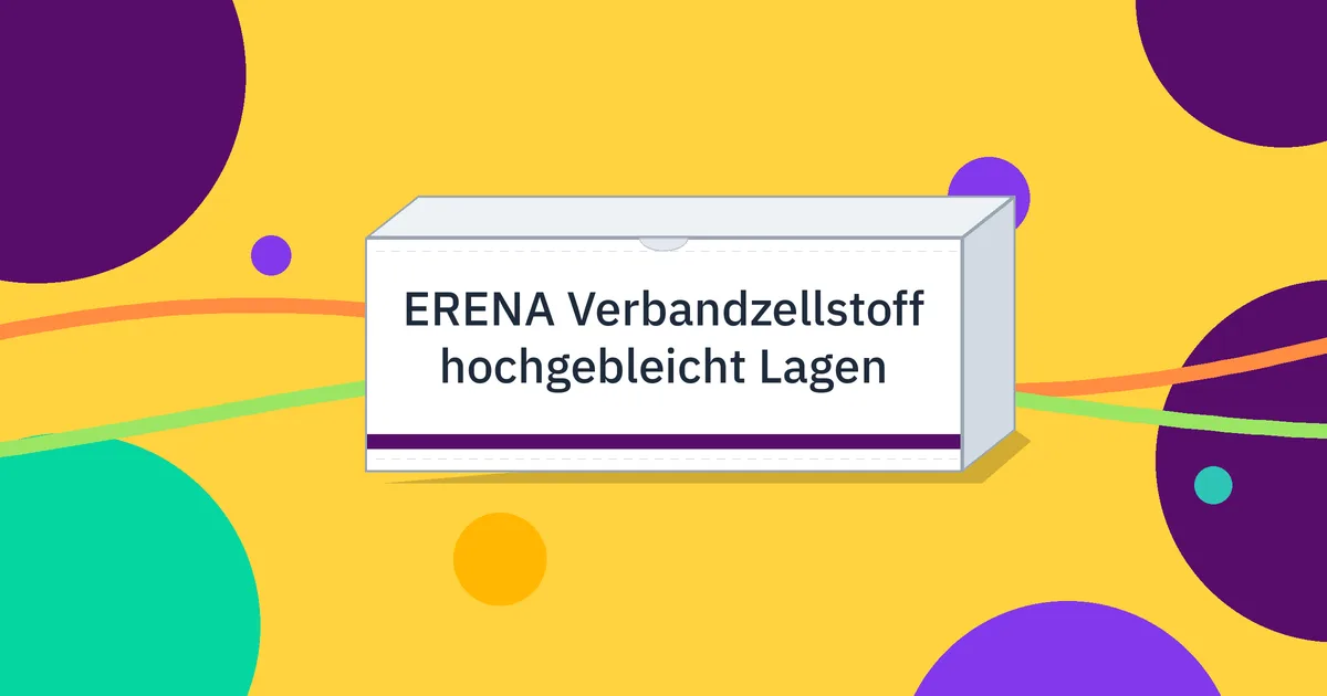 Symbolbild: Packung mit der Aufschrift ERENA Verbandzellstoff hochgebleicht Lagen (PZN 03765967) – Verfügbarkeit und Bezug in Apotheken in Frankfurt am Main