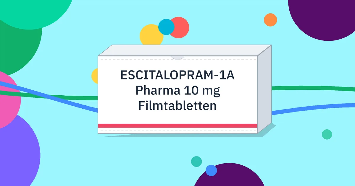 Symbolbild: Packung mit der Aufschrift ESCITALOPRAM-1A Pharma 10 mg Filmtabletten (PZN 10254084) – Verfügbarkeit und Bezug in Apotheken in Frankfurt am Main