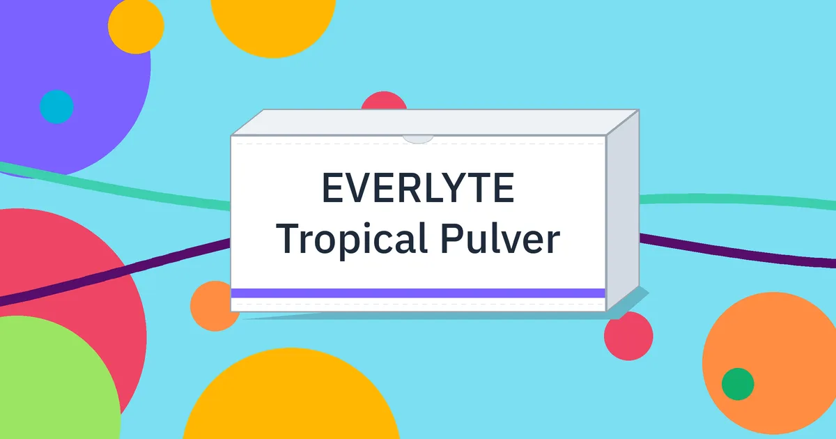 Symbolbild: Packung mit der Aufschrift EVERLYTE Tropical Pulver (PZN 18083452) – Verfügbarkeit und Bezug in Apotheken in Frankfurt am Main