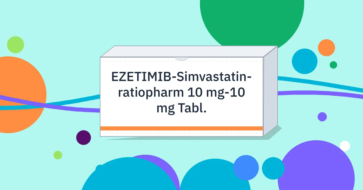 Symbolbild: Packung mit der Aufschrift EZETIMIB-Simvastatin-ratiopharm 10 mg-10 mg Tabl. (PZN 13858782) – Verfügbarkeit und Bezug in Apotheken in Frankfurt am Main