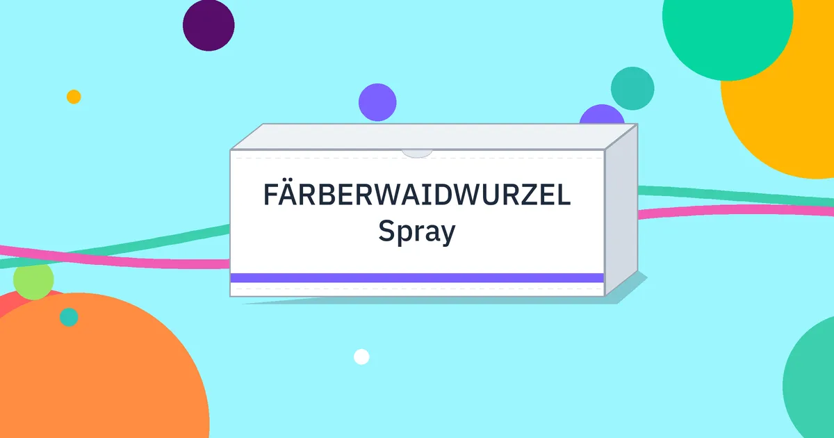 Symbolbild: Packung mit der Aufschrift FÄRBERWAIDWURZEL Spray (PZN 19418630) – Verfügbarkeit und Bezug in Apotheken in Frankfurt am Main