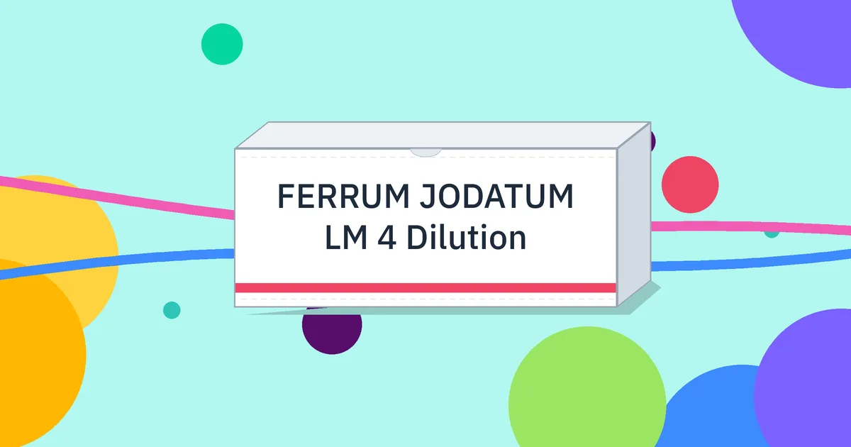 Symbolbild: Packung mit der Aufschrift FERRUM JODATUM LM 4 Dilution (PZN 12848801) – Verfügbarkeit und Bezug in Apotheken in Frankfurt am Main