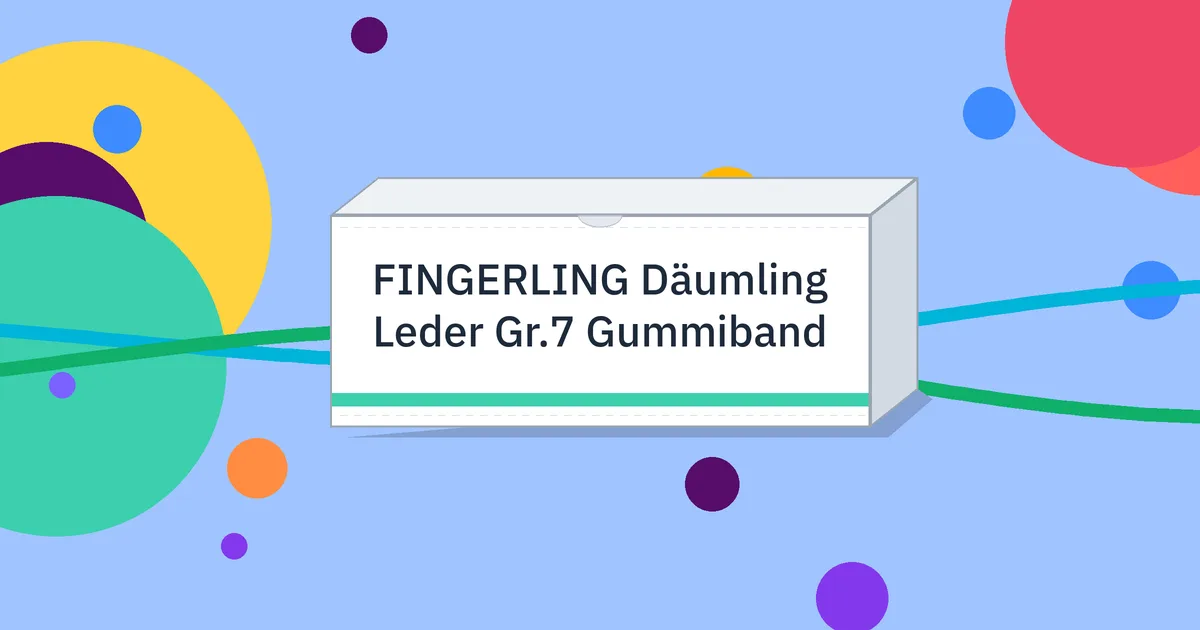 Symbolbild: Packung mit der Aufschrift FINGERLING Däumling Leder Gr.7 Gummiband (PZN 01962385) – Verfügbarkeit und Bezug in Apotheken in Frankfurt am Main