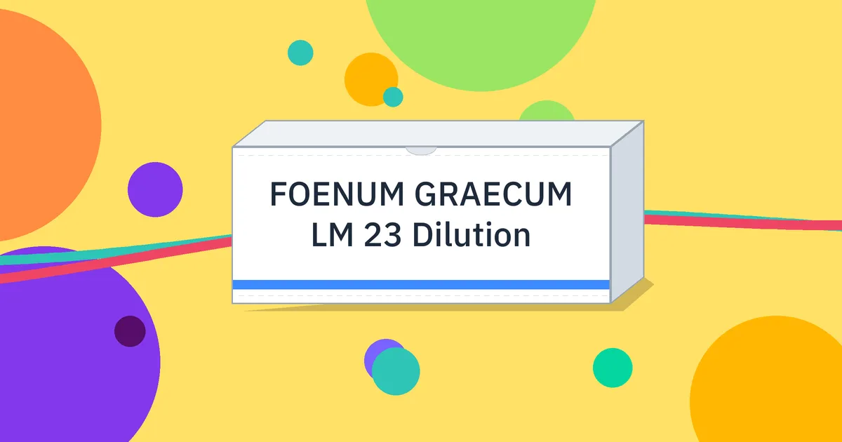 Symbolbild: Packung mit der Aufschrift FOENUM GRAECUM LM 23 Dilution (PZN 13490313) – Verfügbarkeit und Bezug in Apotheken in Frankfurt am Main
