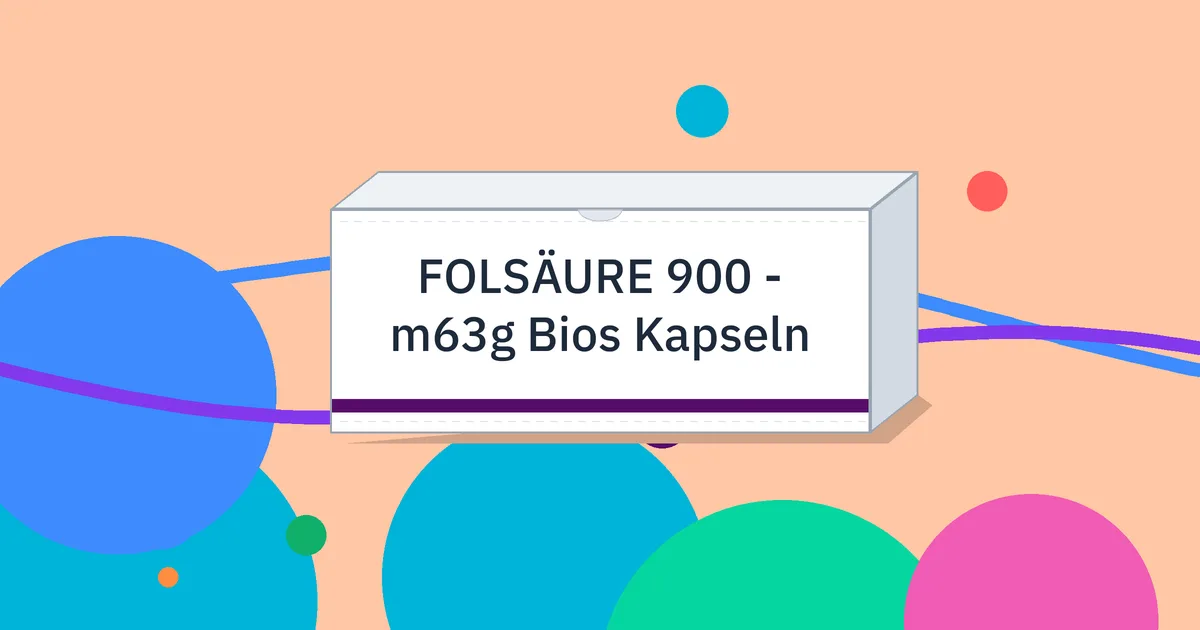 Symbolbild: Packung mit der Aufschrift FOLSÄURE 900 -m63g Bios Kapseln (PZN 00966837) – Verfügbarkeit und Bezug in Apotheken in Frankfurt am Main